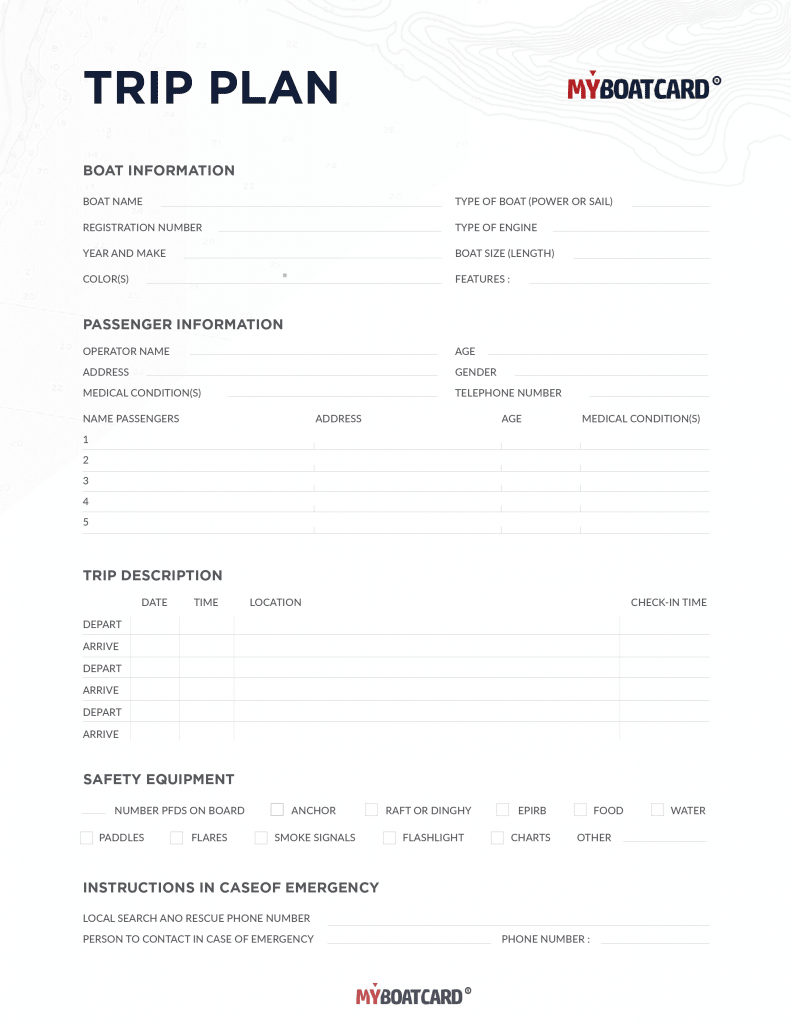 Trip Plan (Sail Plan) | MyBoatCard.com® | Official Canadian Boating License