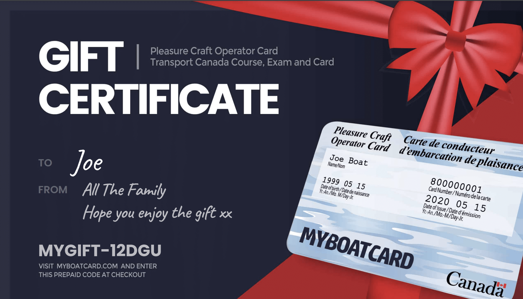 Boating License Gift Certificate - MyBoatCard.com®